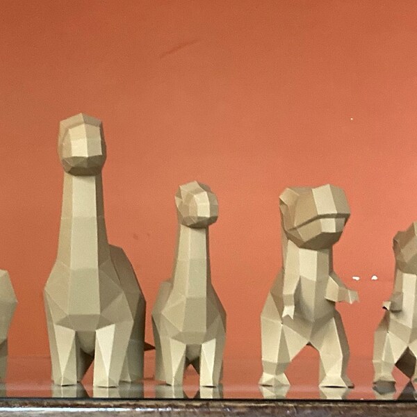 5 Baby Dinosaurs Paper Model in 1 Pack,papercraft ,rex,triceratops ...