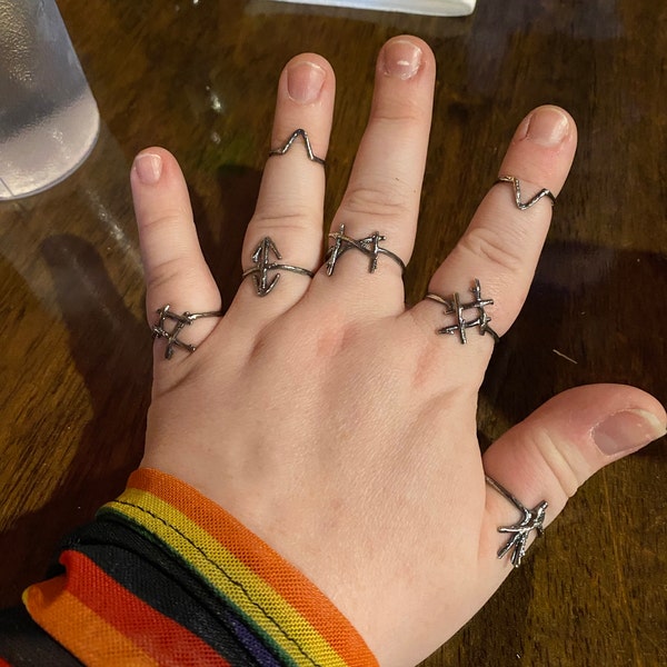 Rune Rings, Set of 6, Sterling Silver Twig Rings - Joanna Szkiela X ...