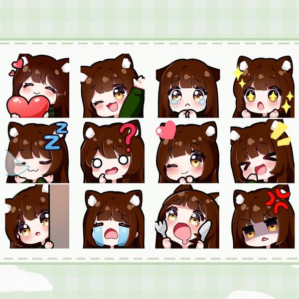 Twitch Emotes / Cute Chibi Girl / Blue Hair With Bangs / Blue Eyes ...