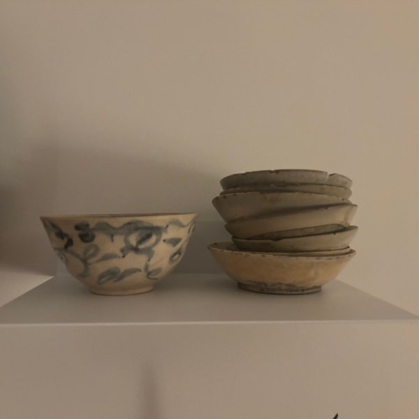 Ly Tran Dynasty 12th-14th Bowl Pottery Glazed Olive Green Molded ...