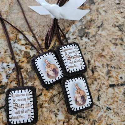 Traditional Brown Scapular Without Embroidered Design 100% Woven Wool ...