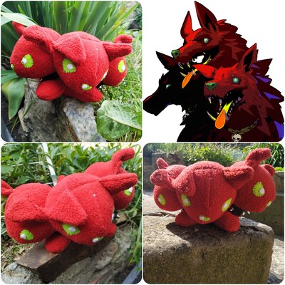 Cerberus Three-headed Dog Monster Fluffy Stuffed Animal Plush Sewing ...