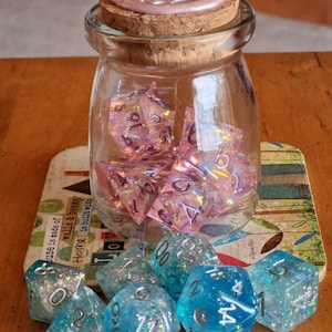 Tropics Ocean Blue, Purple and Pink Glittery D&D Dice, Dice Set for ...