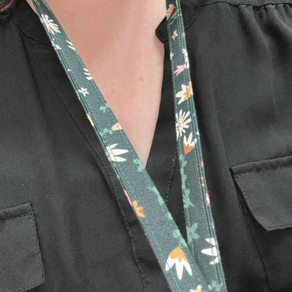 Fall Fabric Lanyards- Fall Lanyards- Floral Harvest Lanyard- Pumpkin ...