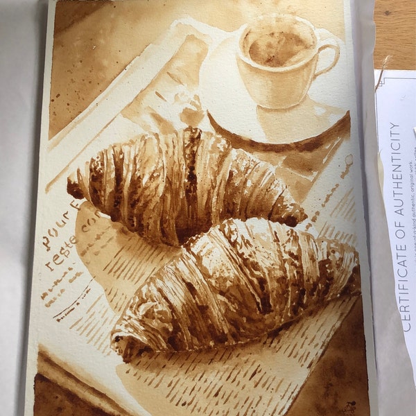 Original Coffee Painting, Coffee Art on Watercolor Paper, A Cup of Tea ...