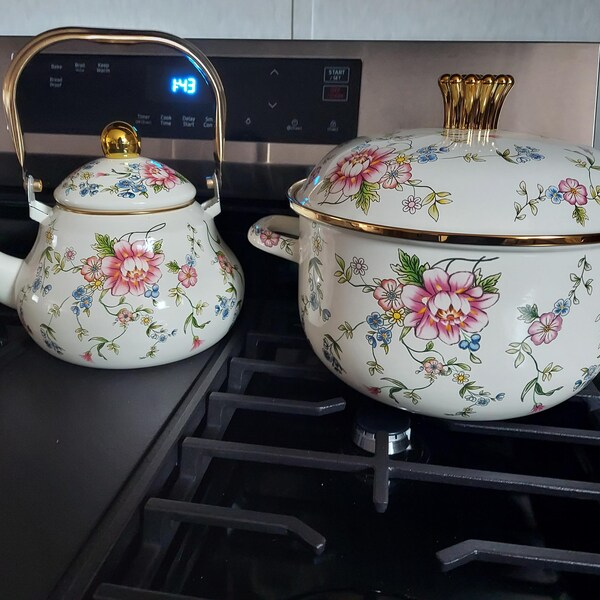 Floral Tea Kettle for Stove Top, Vintage Kettle, Tea Kettle, Kettle ...