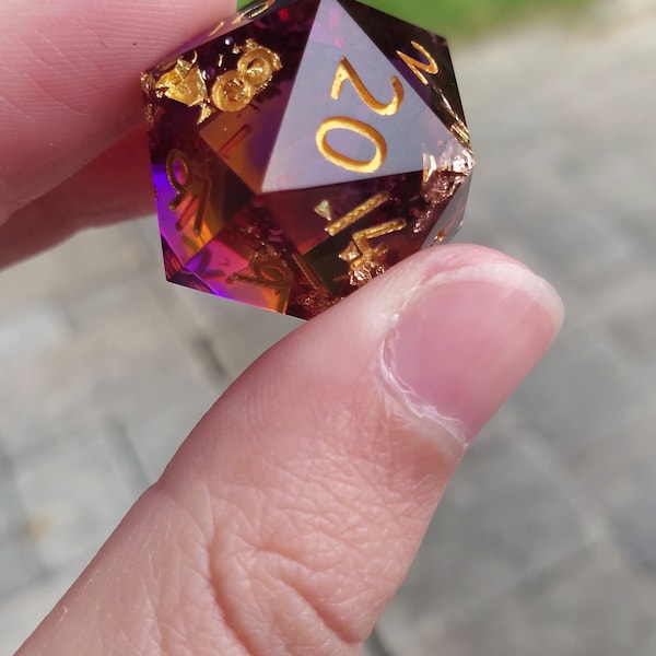 Eternal Sunset - Holographic Handmade Resin Sharp Edge Dice Set for Dnd ...