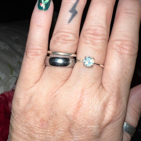 Aquamarine Sterling Silver Ring, Minimalist Round Prong, March ...