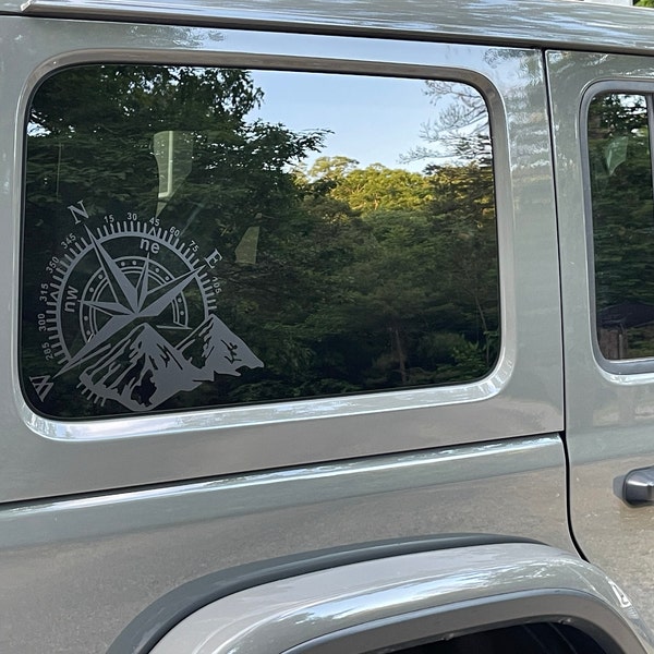 Compass With Mountains Decal | Mountain Decal | Adventure Decal ...