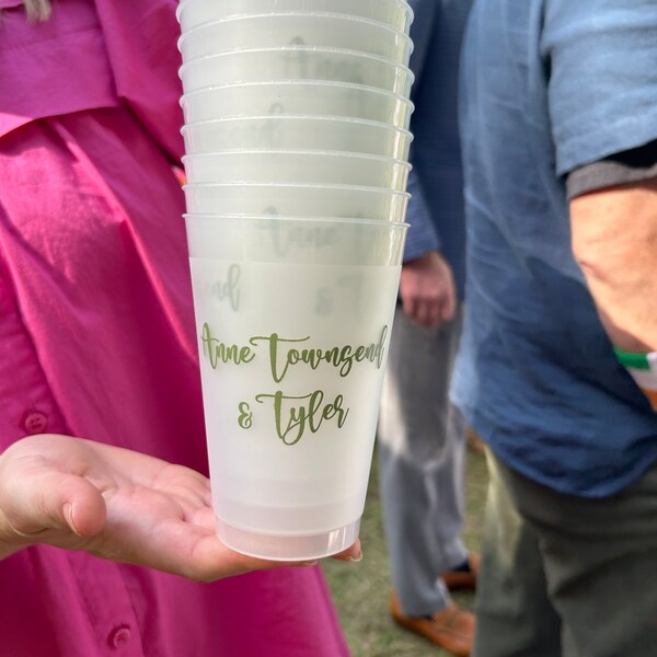 Custom Wedding Cups, Reception Bar Frosted Cups, Personalized ...