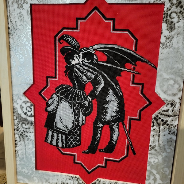 Victorian Vampire's Kiss - 2 Versions - Gothic Cross Stitch Pattern - Vampire Cross Stitch ...