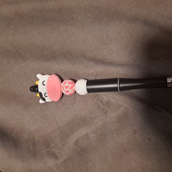 Pink Cow Pen | Cow Beaded Pen | Cow Pen | Pink Cow | Silicone Beaded ...