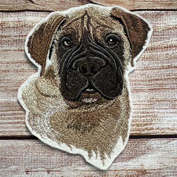 Bull Mastiff Dog Embroidery Design: Floral Machine Embroidery (digital ...