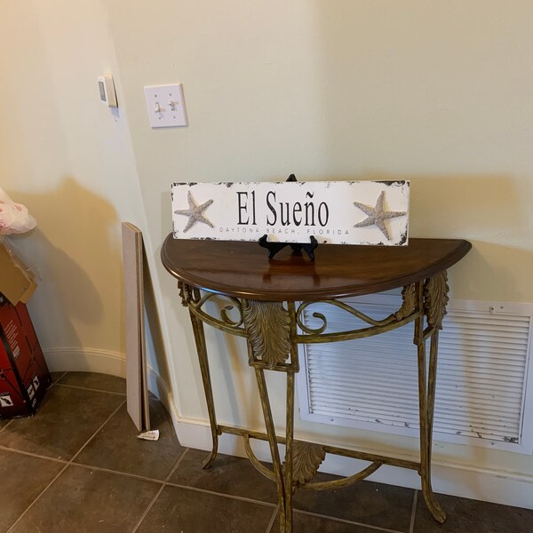 Custom Beach House Sign With Starfish | Personalized Name Sign | Rustic ...