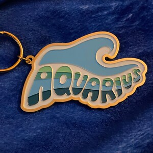 Aquarius Zodiac Keychain - Etsy