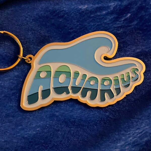 Aquarius Zodiac Keychain - Etsy
