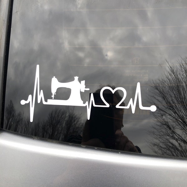 Sewing Machine Heartbeat Lifeline Decal Sticker Love to Sew | K1090 - Etsy