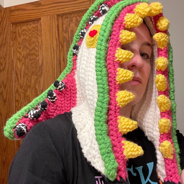 Worm Hat Hood, Crochet, Costume, Halloween, Handmade, Crochet, Toothy Terror - Etsy