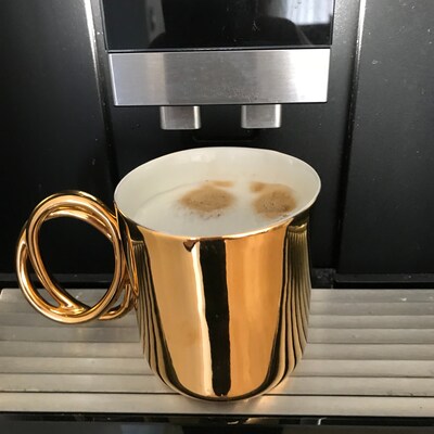 TWIST Mug Porcelain Cup Painted With Real Gold Ceramic Mug - Etsy