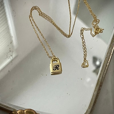 Initial Padlock Necklace the Lock Initial Pendant Necklace by ...