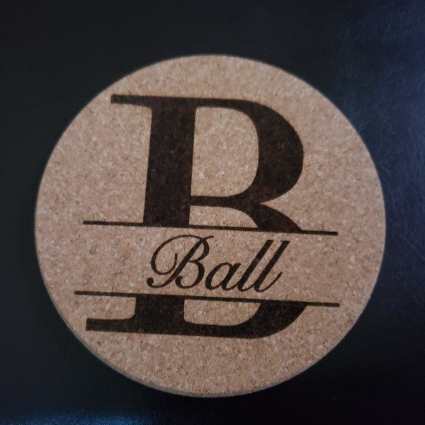 Personalized Cork Coasters Set of 4 Custom Cork Coasters, Monogram ...