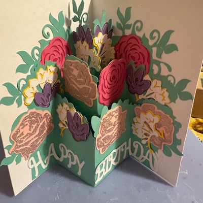 Flower Bouquet 3D Pop up Card SVG Template for Cricut and Silhouette - Etsy