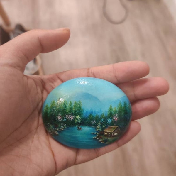 Flower Wizard original Oil Painting on a Stone by Yana Khachikyan - Etsy