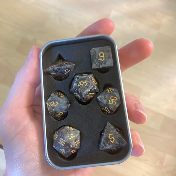 Full Set Yooperlite Gemstone Dice| Stone Dice Set |engraved Gemstone ...