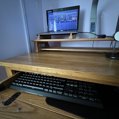 Solid Oak Monitor Stand Custom Size / Shelf / Raiser/ Home - Etsy