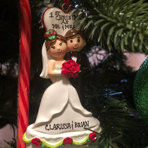 Bride & Groom Christmas Ornament - Personalized Wedding Christmas ...