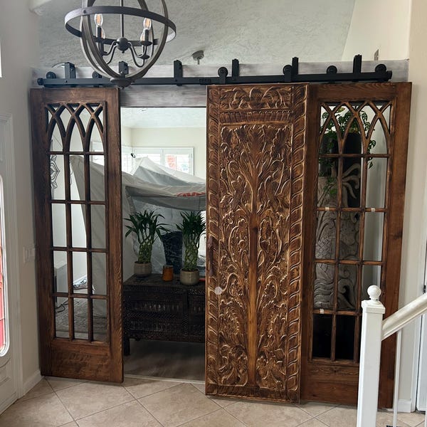 Tree of Life Carved Door Panel: Custom Antique Style Double or Single ...