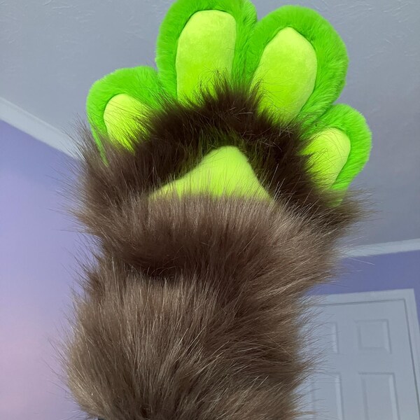 Black Puppy Paws With Red Meat Pad, Furry Gloves, Tiger Paws, Fox Paws ...