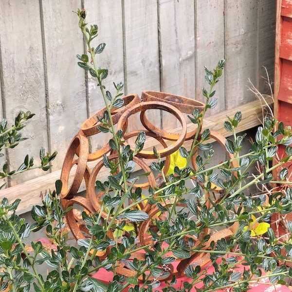 Metal Rusty Garden Modern Art Decorative Open Sphere Ornament - Steel ...