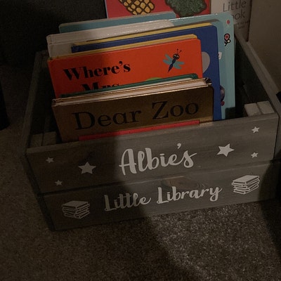 Personalised Book Crate Little Library Story Book Box Personalised Book ...