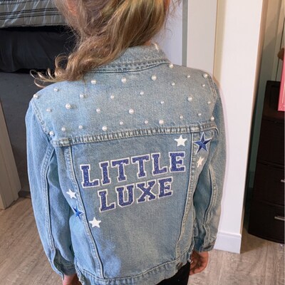 Personalized Name Girls Denim Jacket Custom Floral Embroidered Denim ...