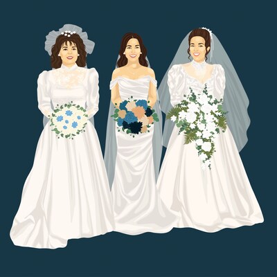 Custom Generational Wedding Portrait, Mother of the Bride Gift, Digital ...