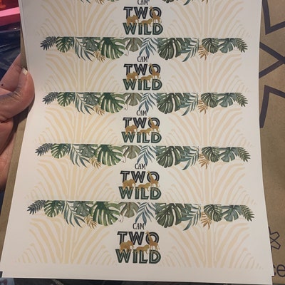 EDITABLE Jungle Two Wild Water Bottle Labels Gold Animals Safari ...