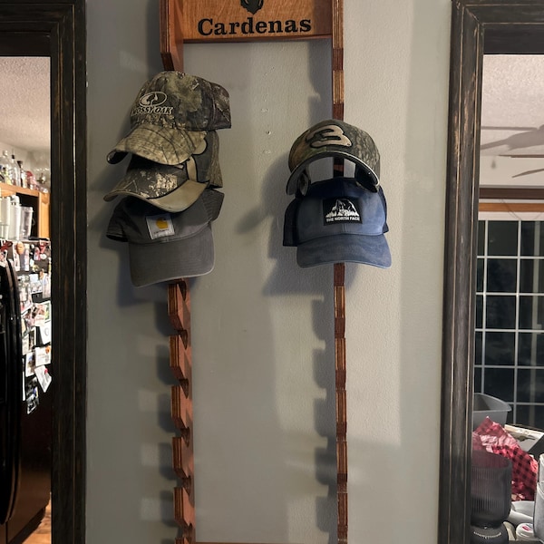 Custom Cap Rack for 20 Caps, Hat Rack, Carved Cap Rack, Personalize Cap ...