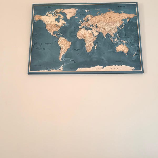 Push Pin World Map - Personalized Pin Board - Minimalist in Brown ...