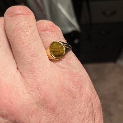 Mens Ring Tigers Eye Gold Ring Tiger Eye Ring Signet Ring Men 18K Gold ...