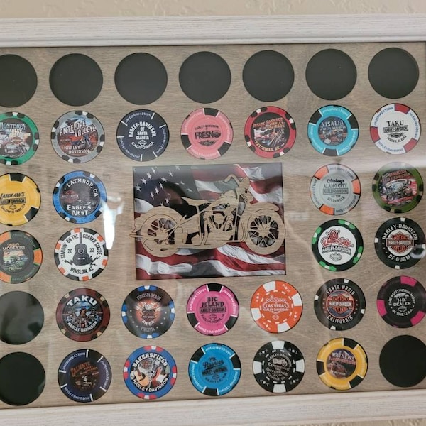 USA Map Magnetic Poker Chip Motorcycle Display Fits 50 Harley-davidson ...