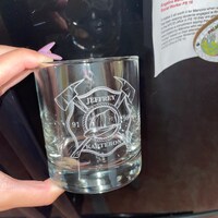 Firefighter Engraved Whiskey Glass Fireman Rocks Glass, Firefighter ...