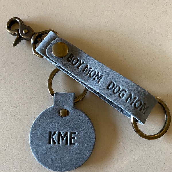 Personalized Leather Round Keychain | Keyring Attached | Key Fob With ...