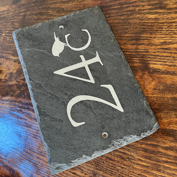 Hand Painted Slate House Number | Custom Motif Plaque | Name Plate ...