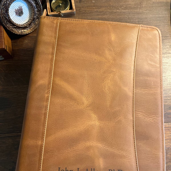 Personalized Leather Zipper Portfolio: Engraved Business Gift - Etsy