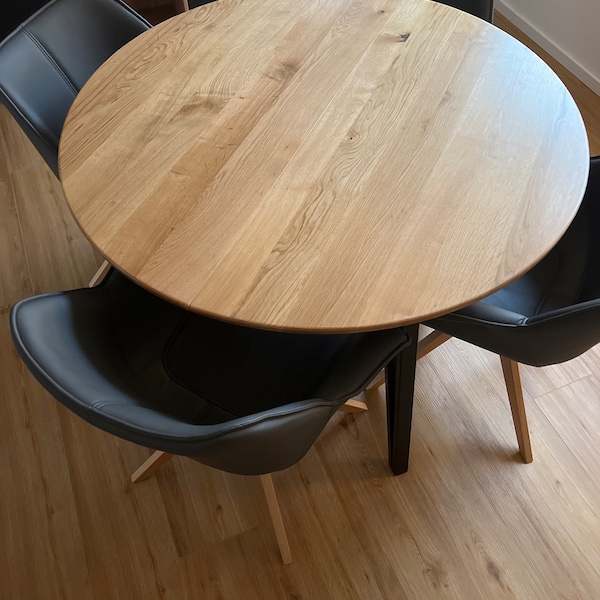 Expandable Round Dining Kitchen Table, Solid Sustainable Oak ...