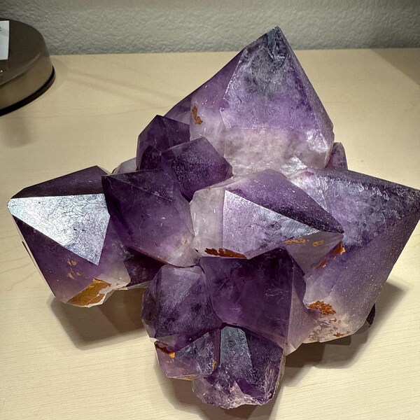 Large Pink Amethyst Iron Base / Raw and Polished Pink Amethyst on Iron ...