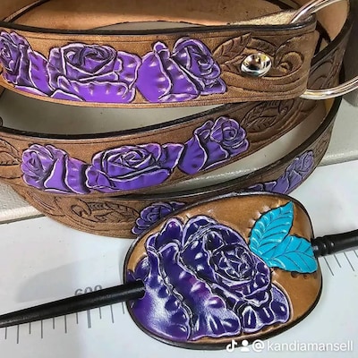 Western Boot With Spur Shape Design Floral Carving Leather Tooling ...