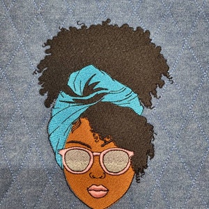Afro Woman Machine Embroidery Design, Black Girl Embroidery Design ...