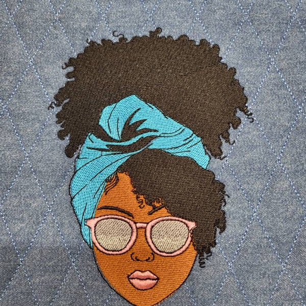 Afro Woman Machine Embroidery Design, Black Girl Embroidery Design ...